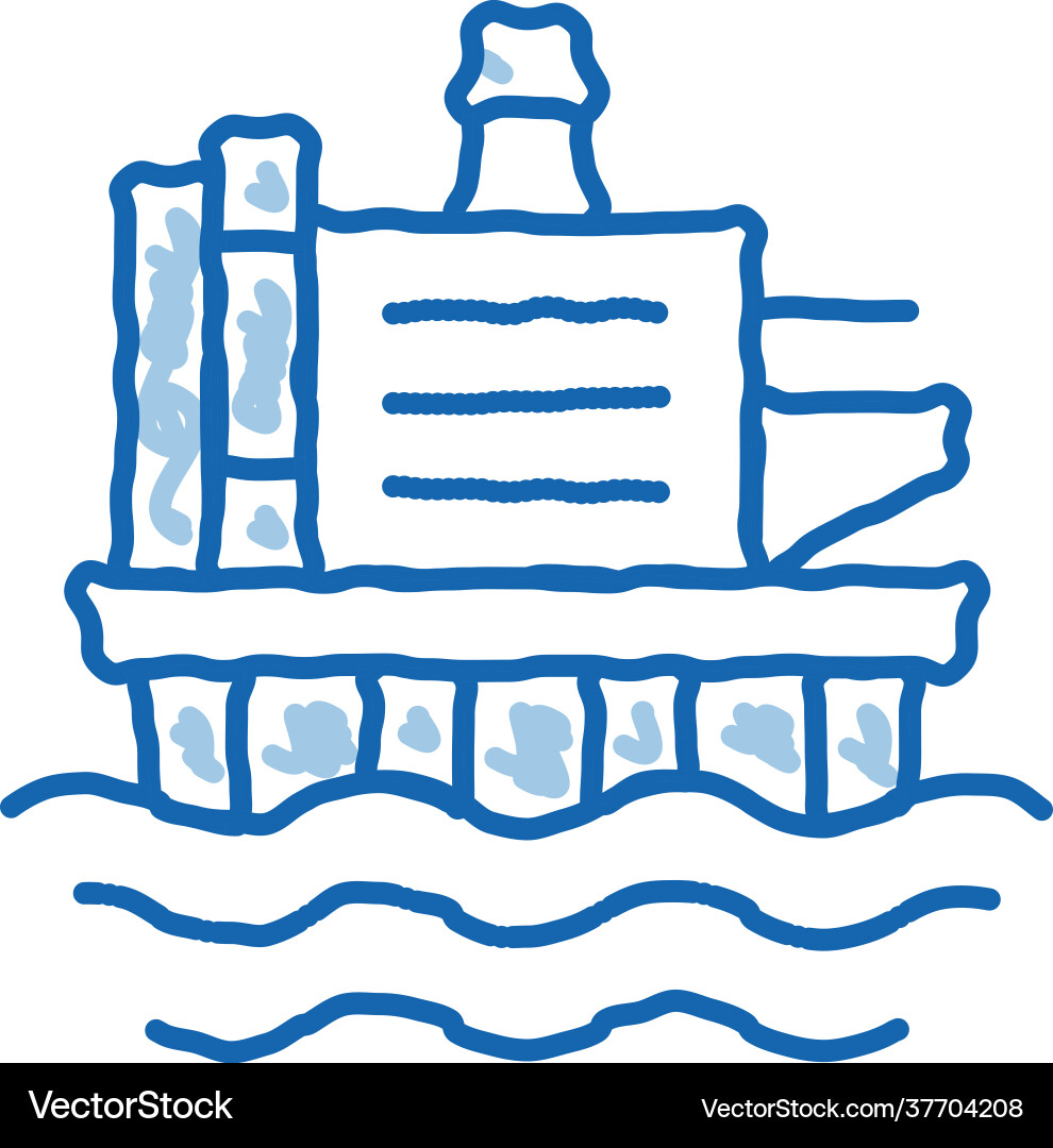 Offshore gas station doodle icon hand drawn Vector Image