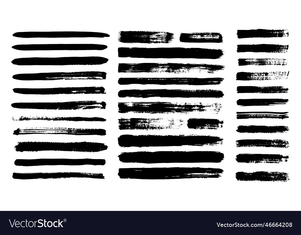 Paint brush strokes black ink grunge paintbrush Vector Image