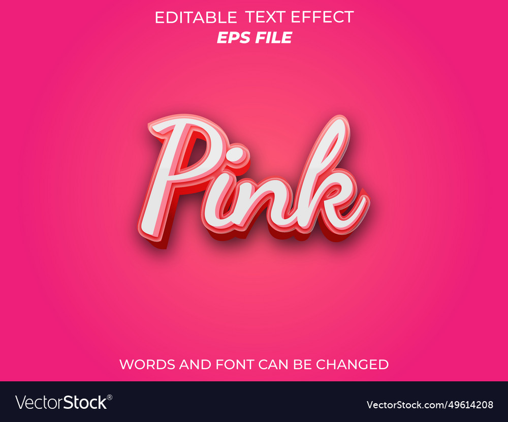 Pink text effect font editable typography 3d Vector Image