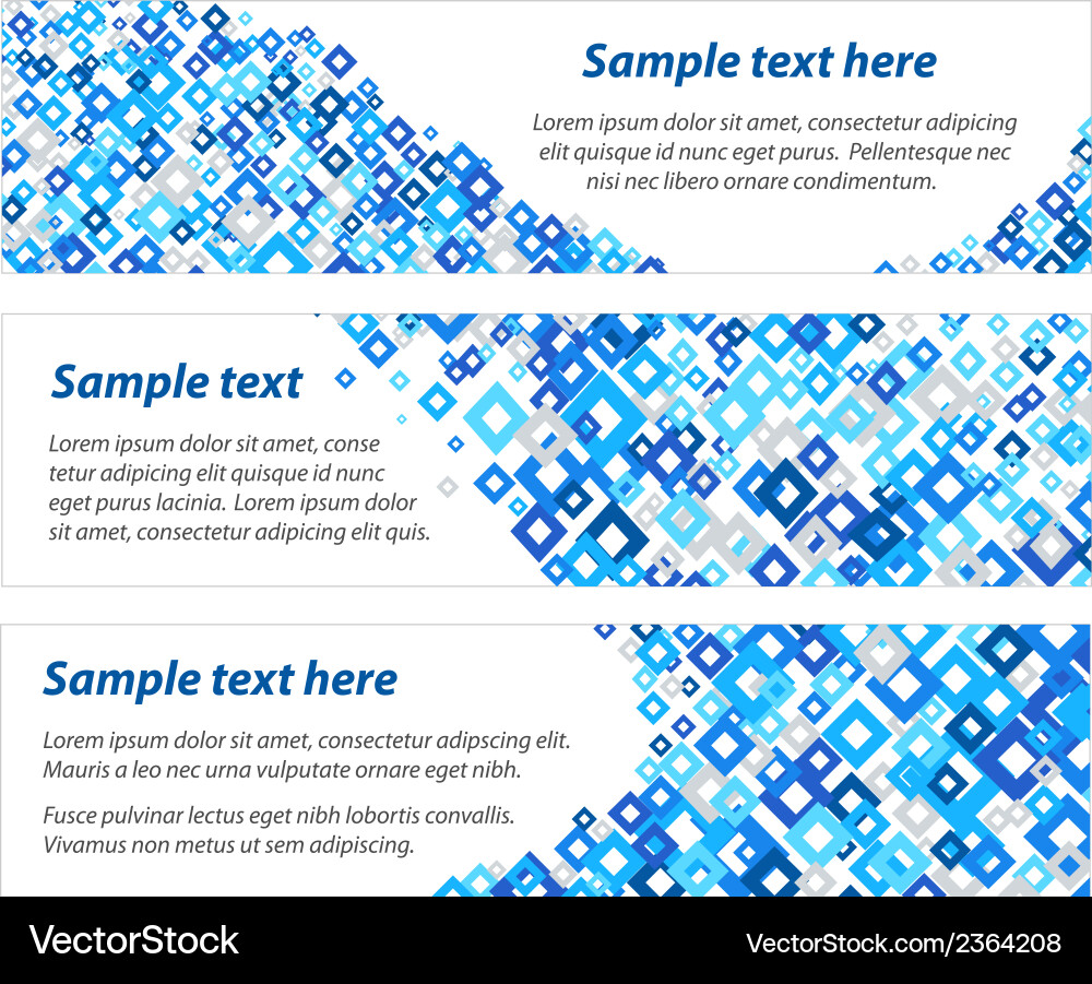 Set of banners with blue diamonds texture Vector Image