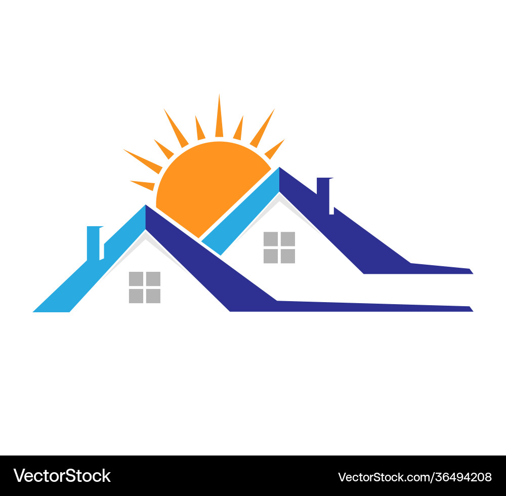 Sunset on background roofs houses Royalty Free Vector Image