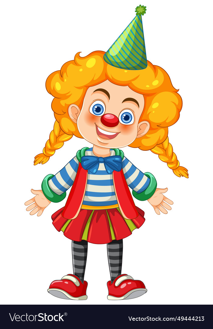 Adorable Girl Wearing Clown Costume Royalty Free Vector