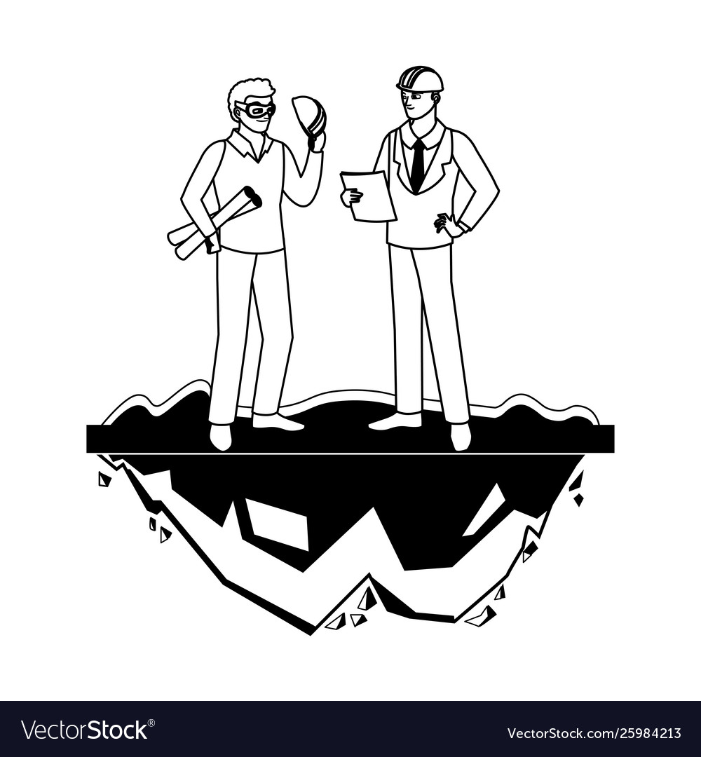 Architect builder with engineer characters Vector Image