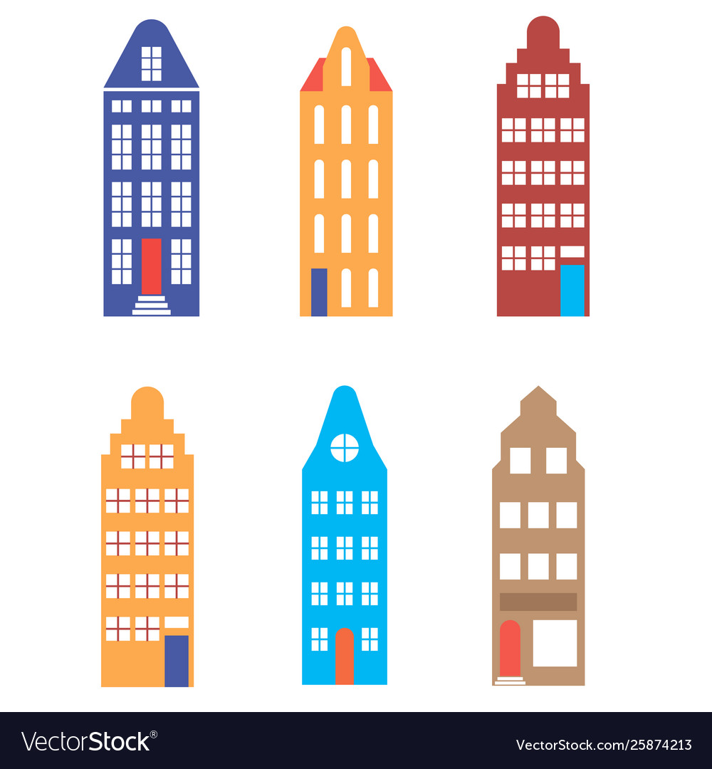 Building pattern flat on white Royalty Free Vector Image
