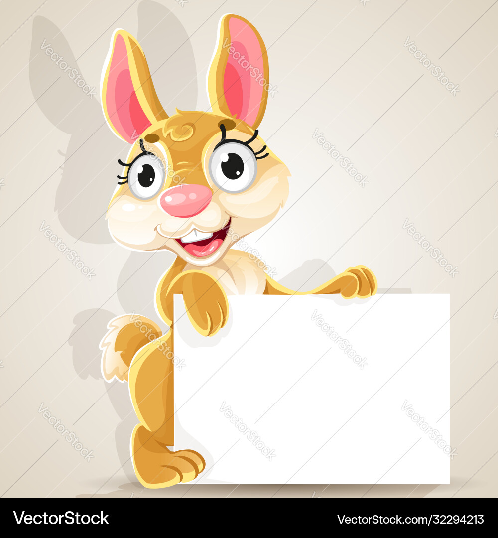 Cute baby bunny with a blank banner Royalty Free Vector