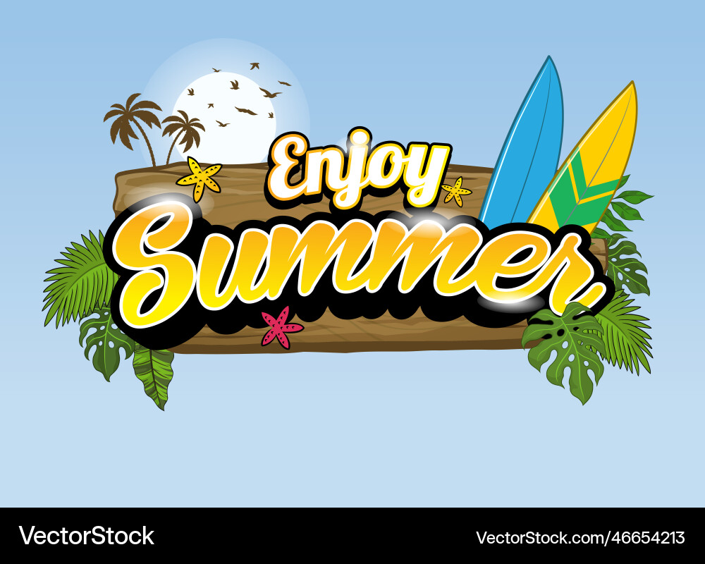 Enjoy summer greeting text holiday design Vector Image