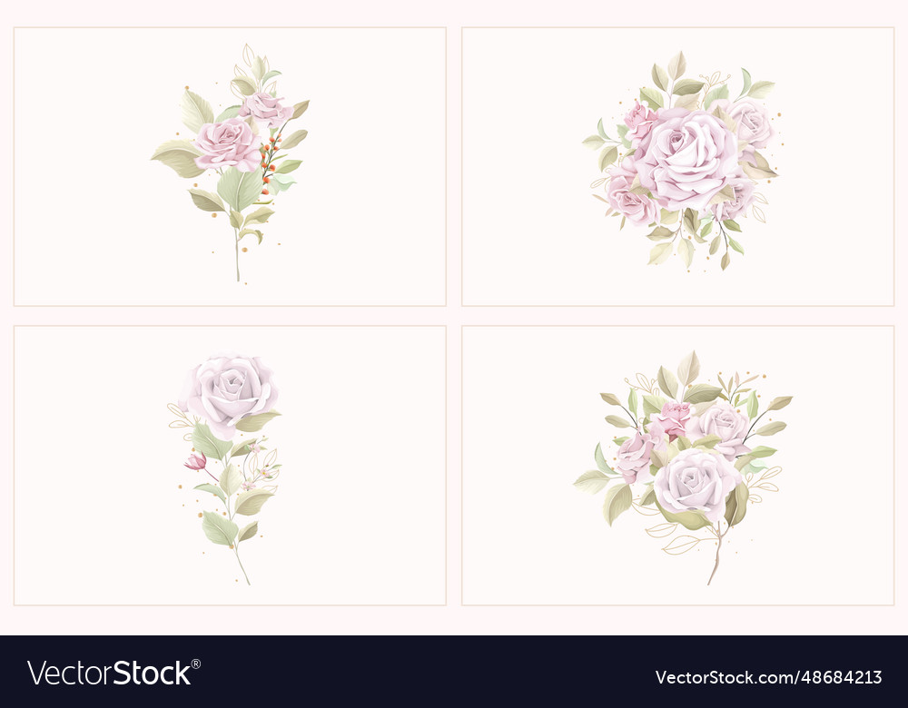 Hand drawn pink roses bouquets Royalty Free Vector Image