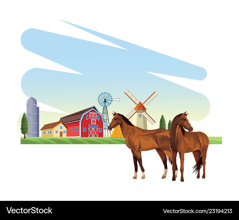 Horses farm animal Royalty Free Vector Image - VectorStock