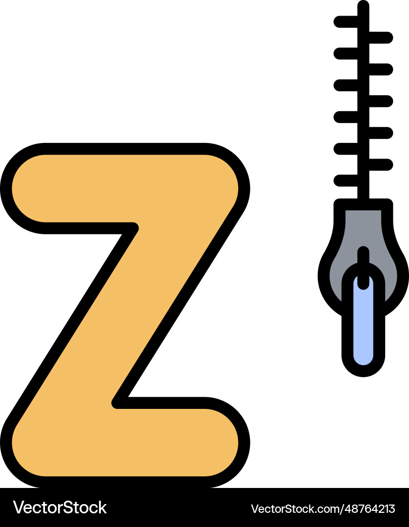 Letter z alphabet with zip icon Royalty Free Vector Image