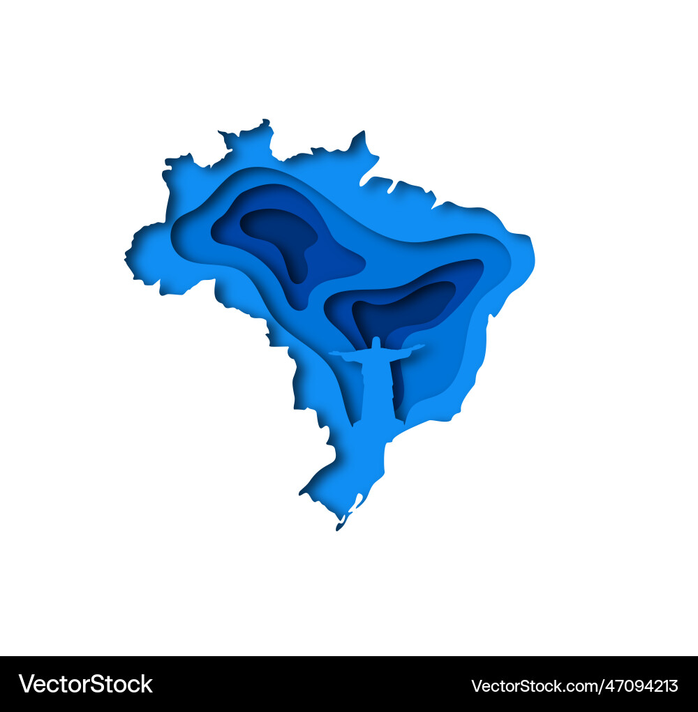 Papercut map of brazil Royalty Free Vector Image