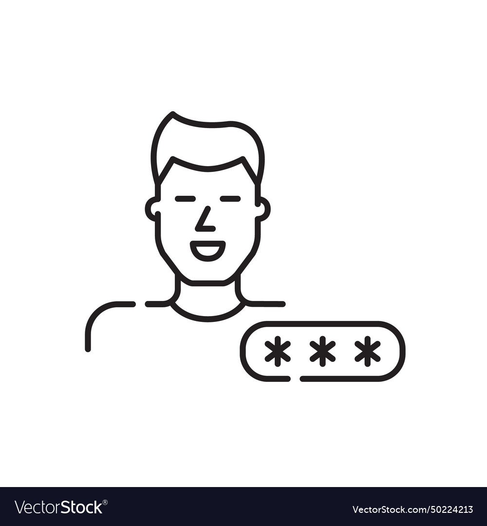 Password Protected User Account Smiling Man Vector Image