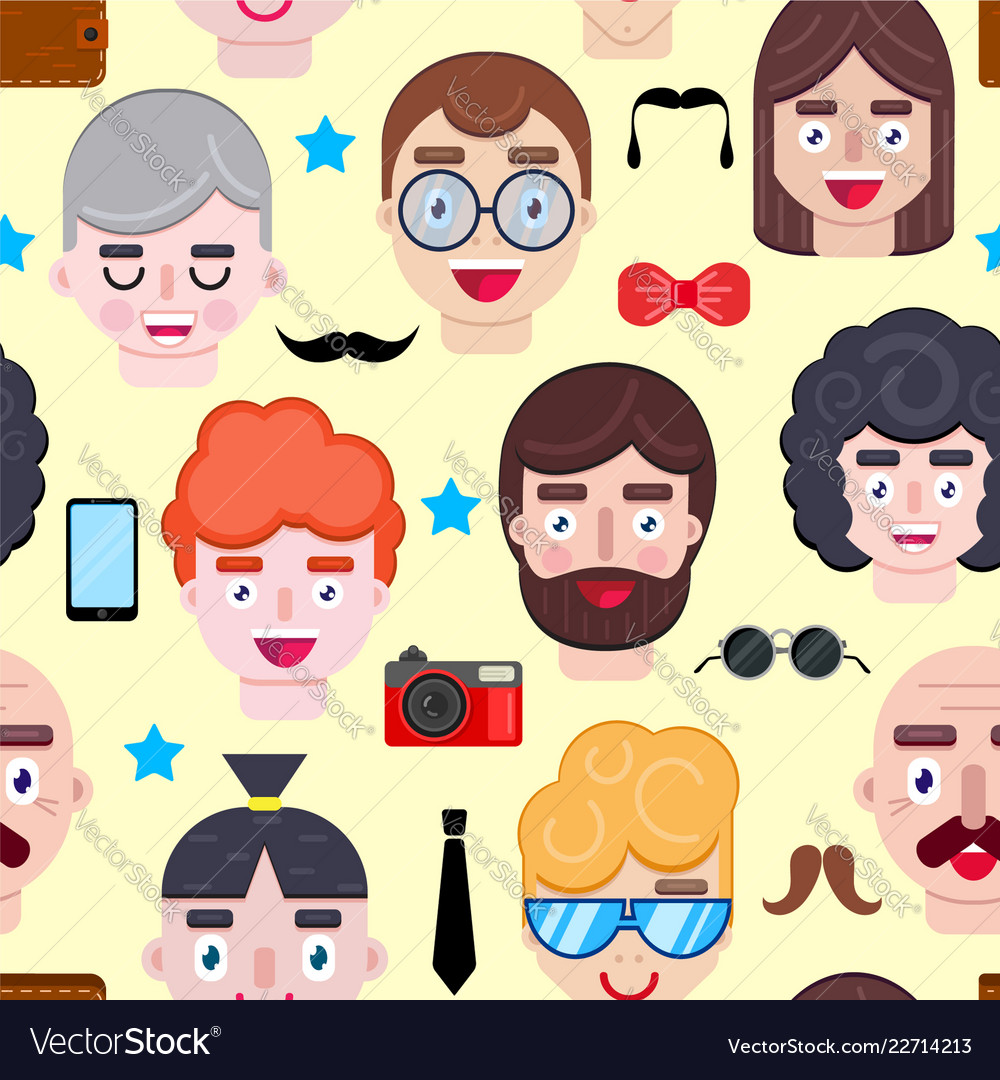 Pattern with men faces Royalty Free Vector Image