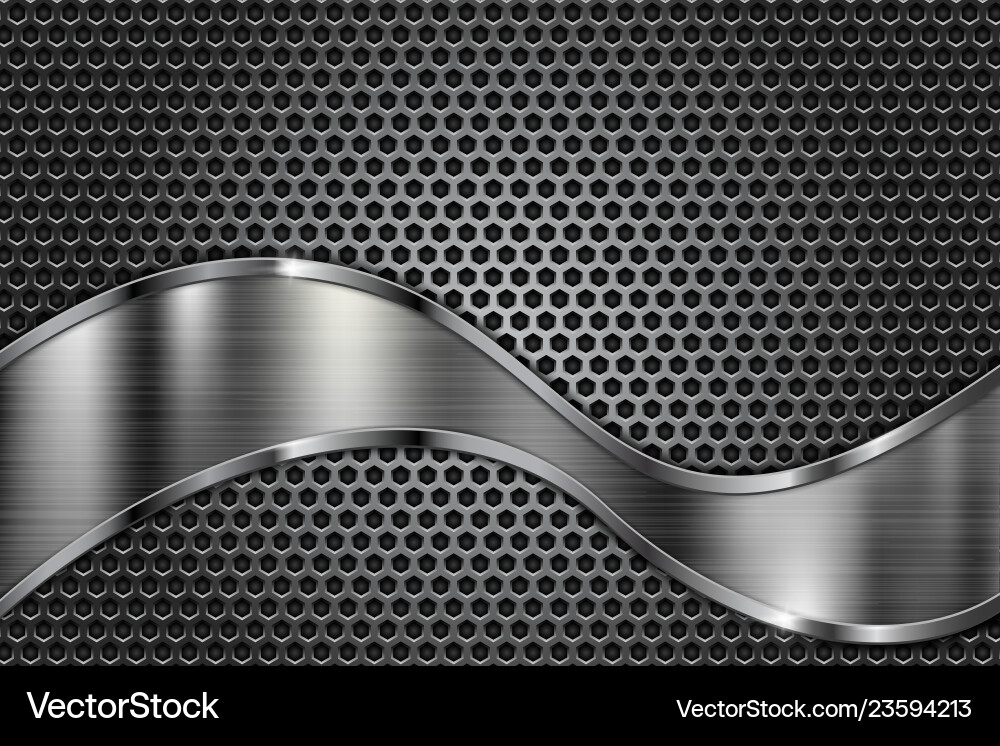 Perforated background with metal shiny wave plate Vector Image