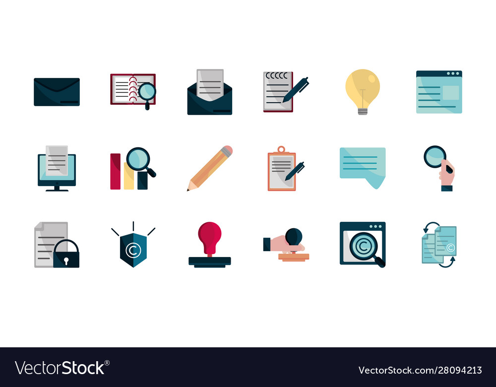 Property intellectual copyright icons set Vector Image Property intellectual copyright icons set Vector Image
