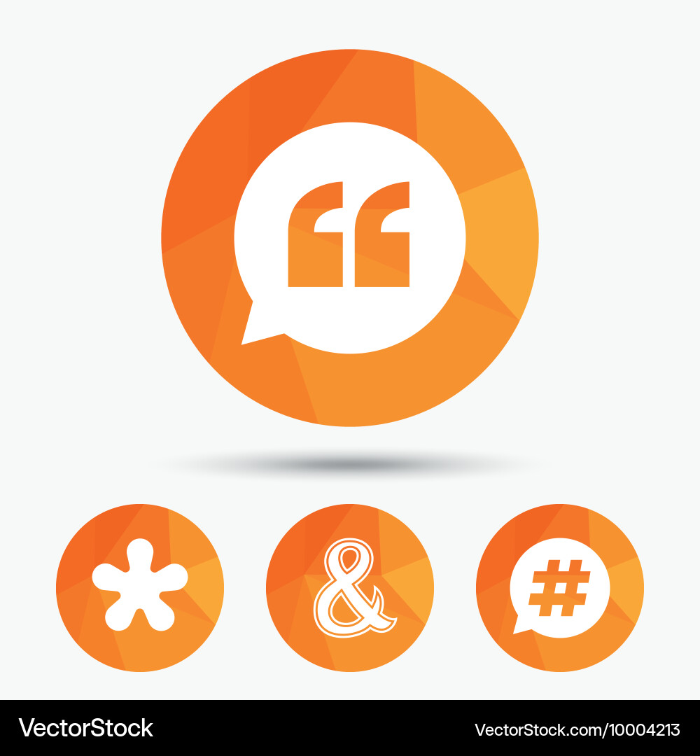 Quote asterisk footnote icons hashtag symbol Vector Image