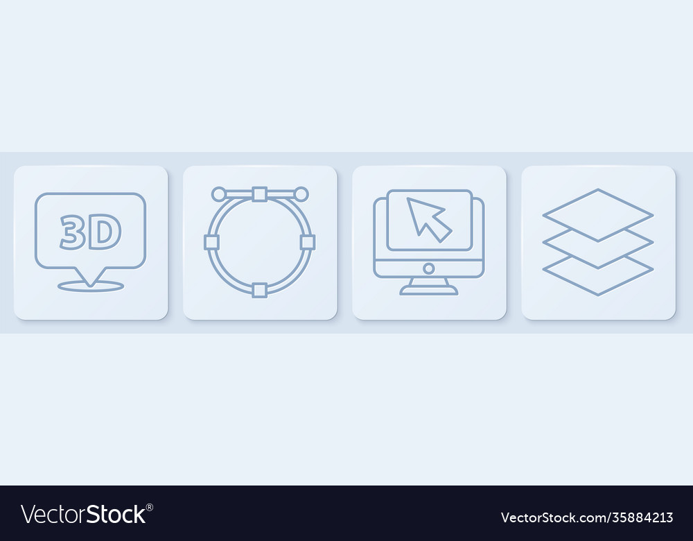 Set line speech bubble with text 3d computer Vector Image