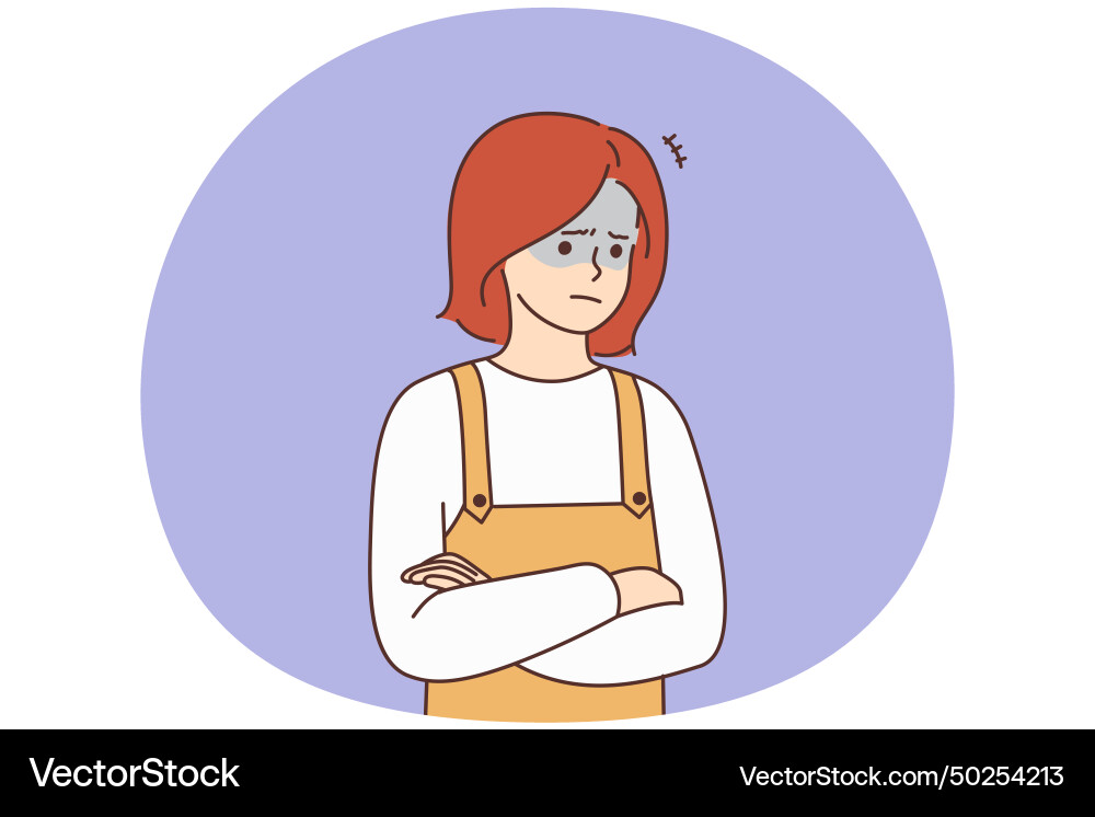 Unhappy girl feeling pensive Royalty Free Vector Image