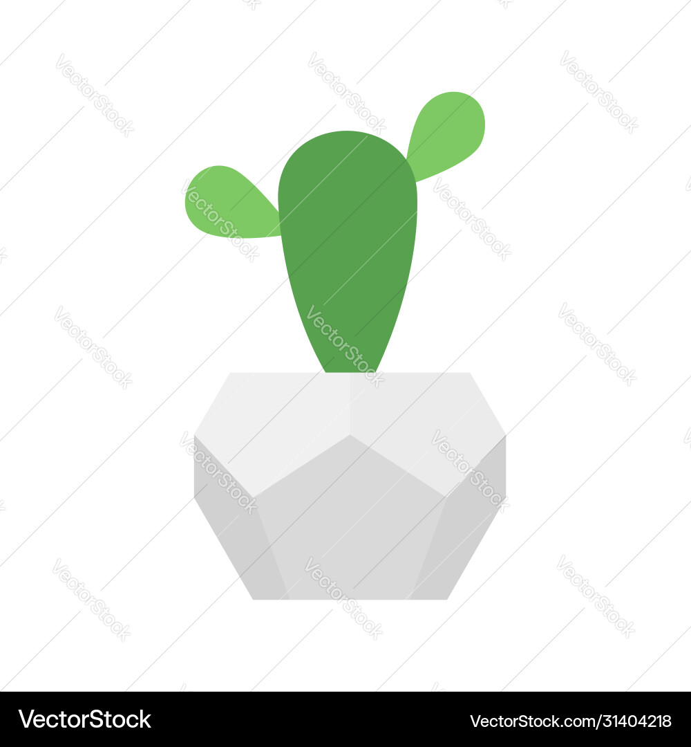 Cactus in geometric concrete pot isolated Vector Image