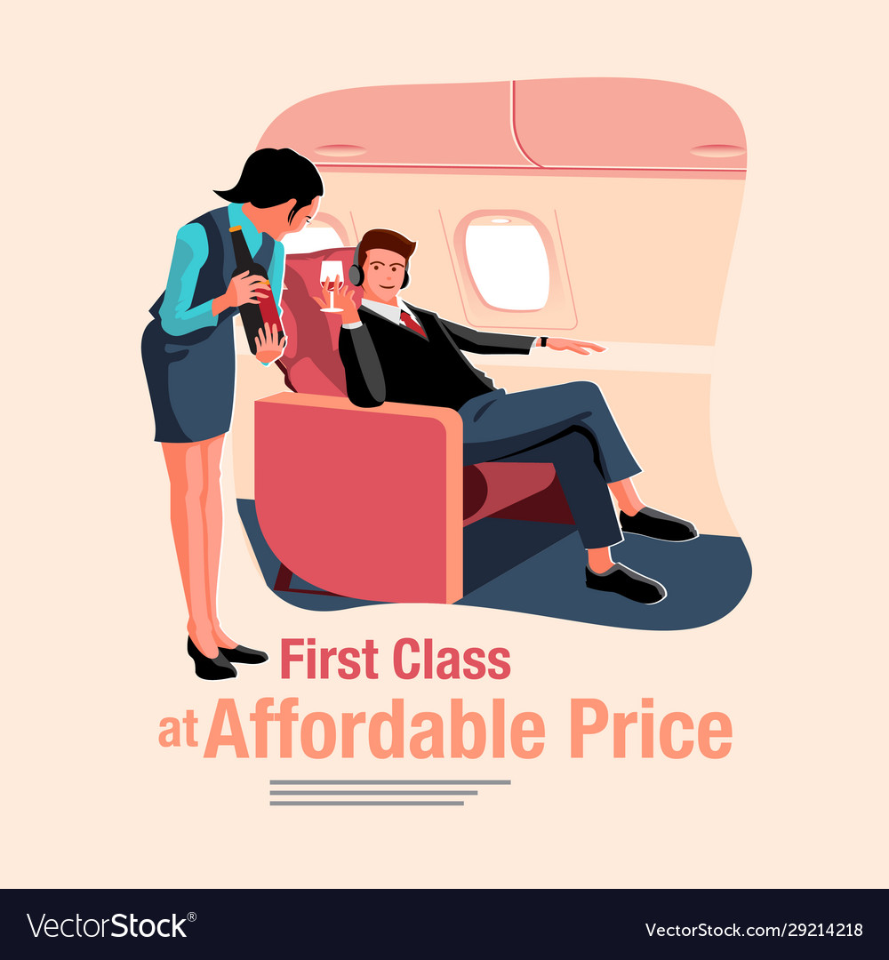First class flight Royalty Free Vector Image - VectorStock
