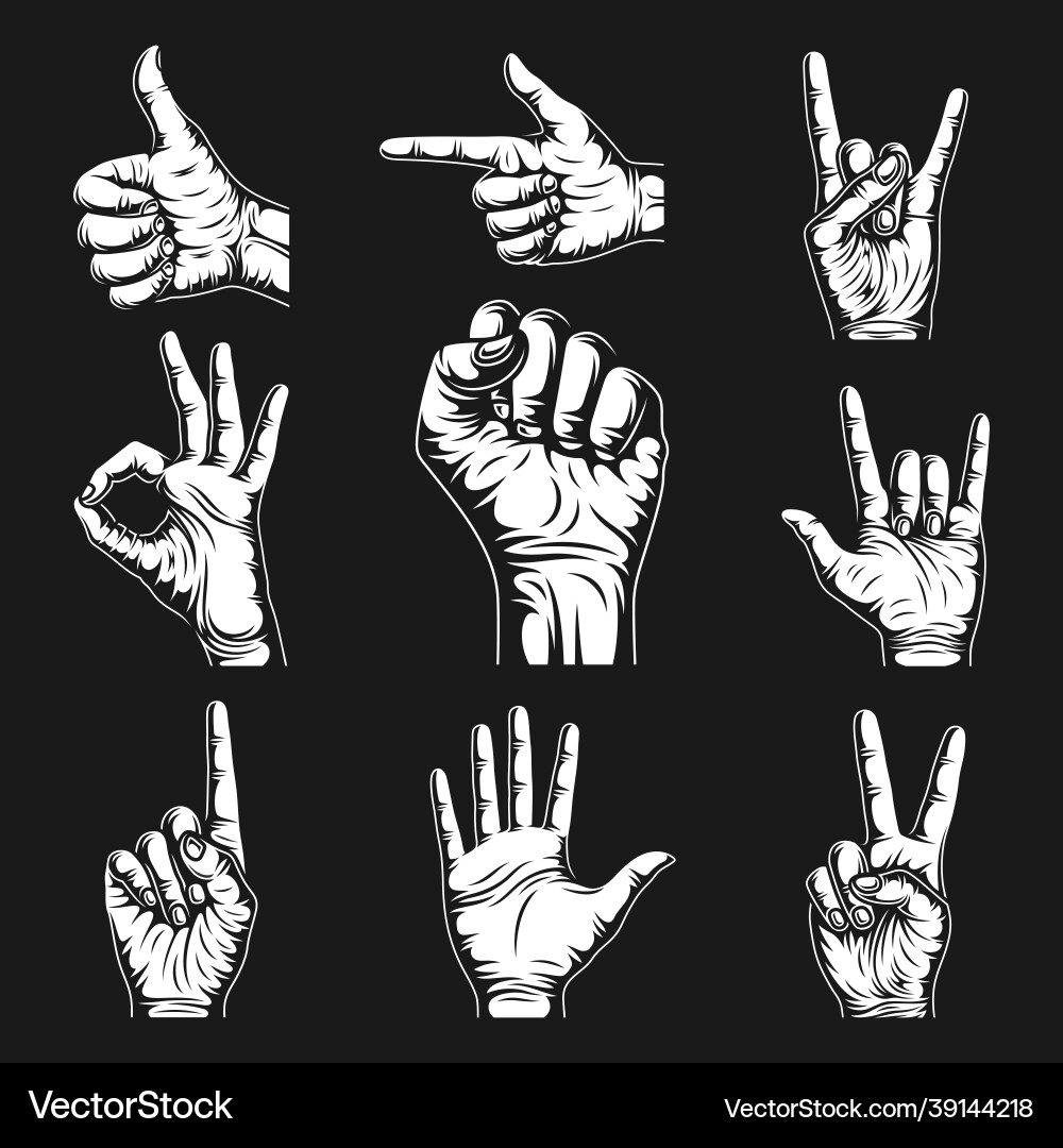 Hand signs and gestures collection graphic Vector Image