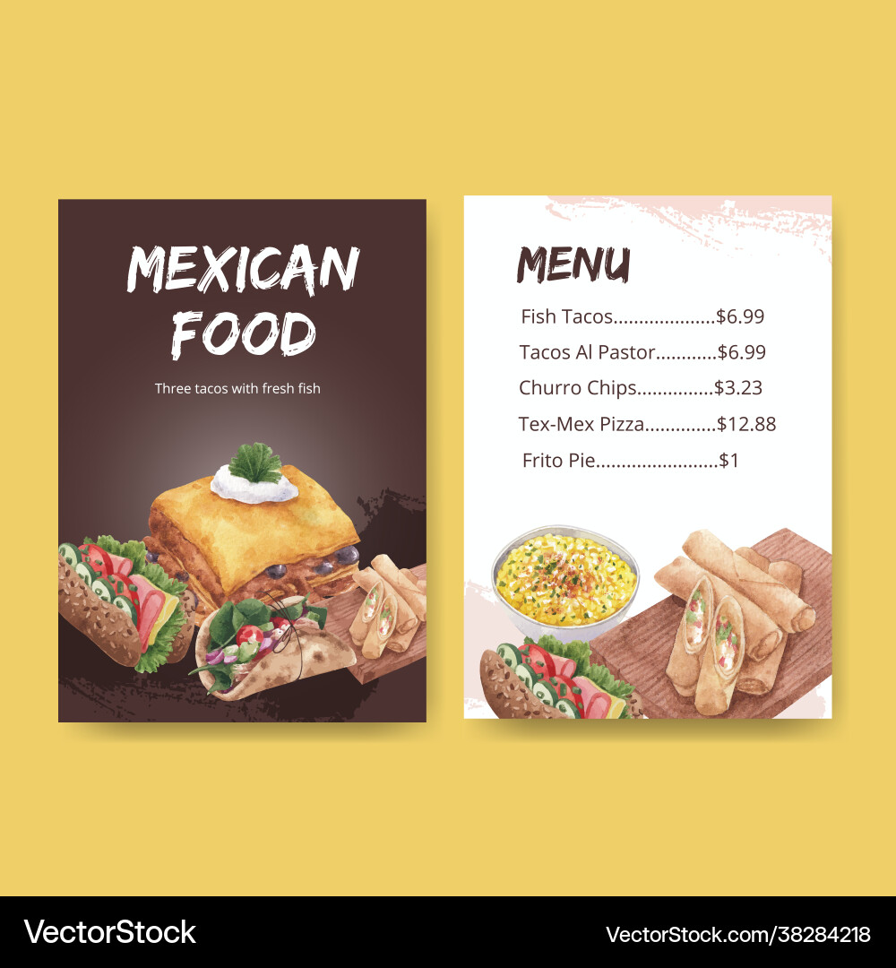 Menu template with mexican food concept design Vector Image