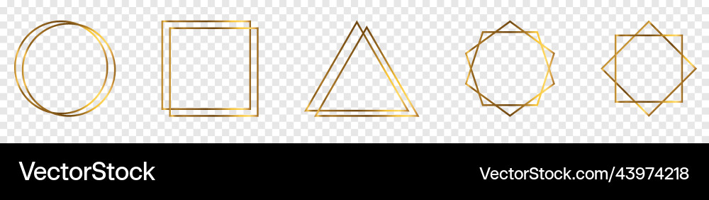 Set of geometric golden frames Royalty Free Vector Image