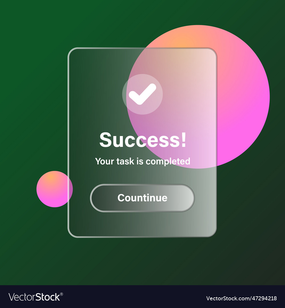 Successfully user interface glassmorphism concept Vector Image Successfully user interface glassmorphism concept Vector Image