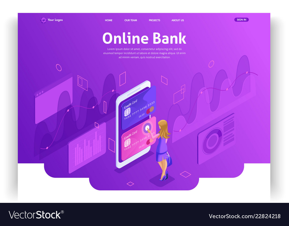 Template website isometric landing page concept Vector Image