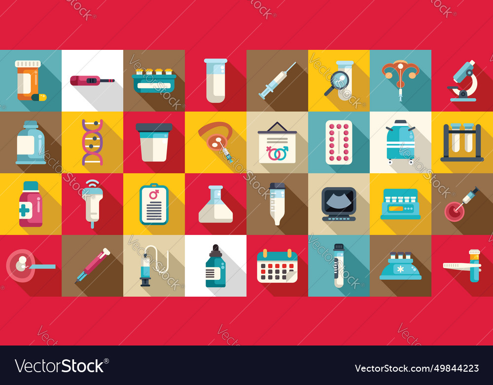 Artificial insemination icons set flat Royalty Free Vector Artificial insemination icons set flat Royalty Free Vector