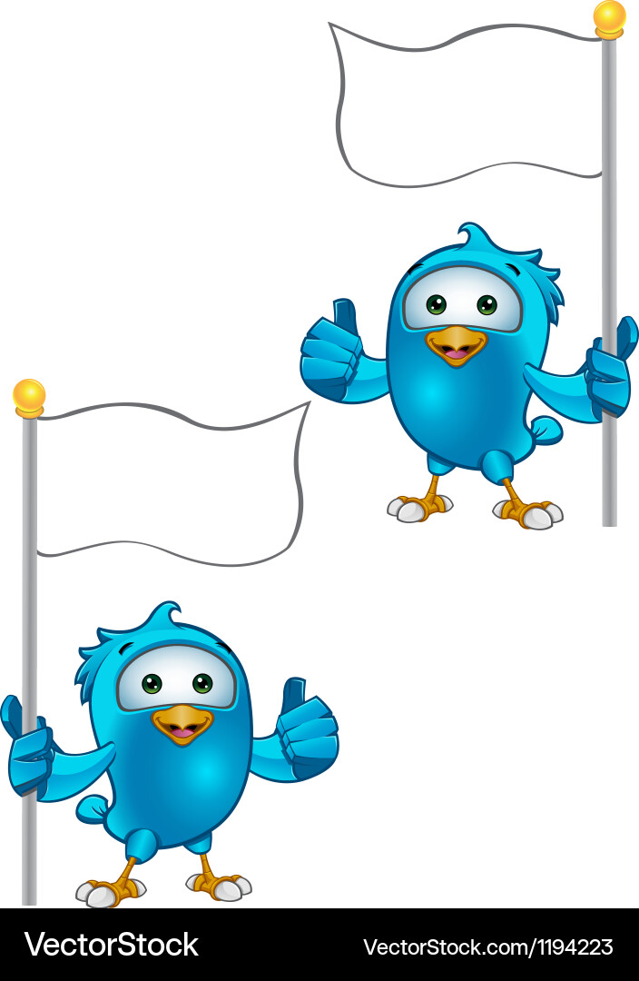 Blue Bird Thumbs Up Holding Flag Royalty Free Vector Image