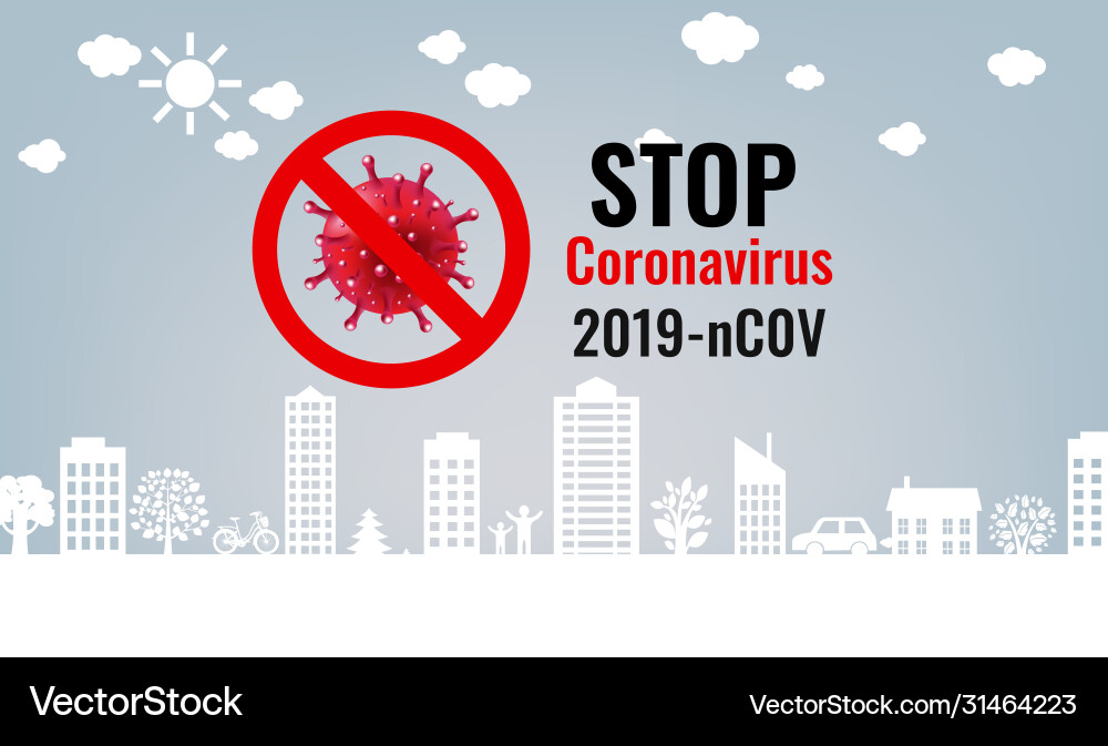 City border isolated with coronavirus text banner Vector Image