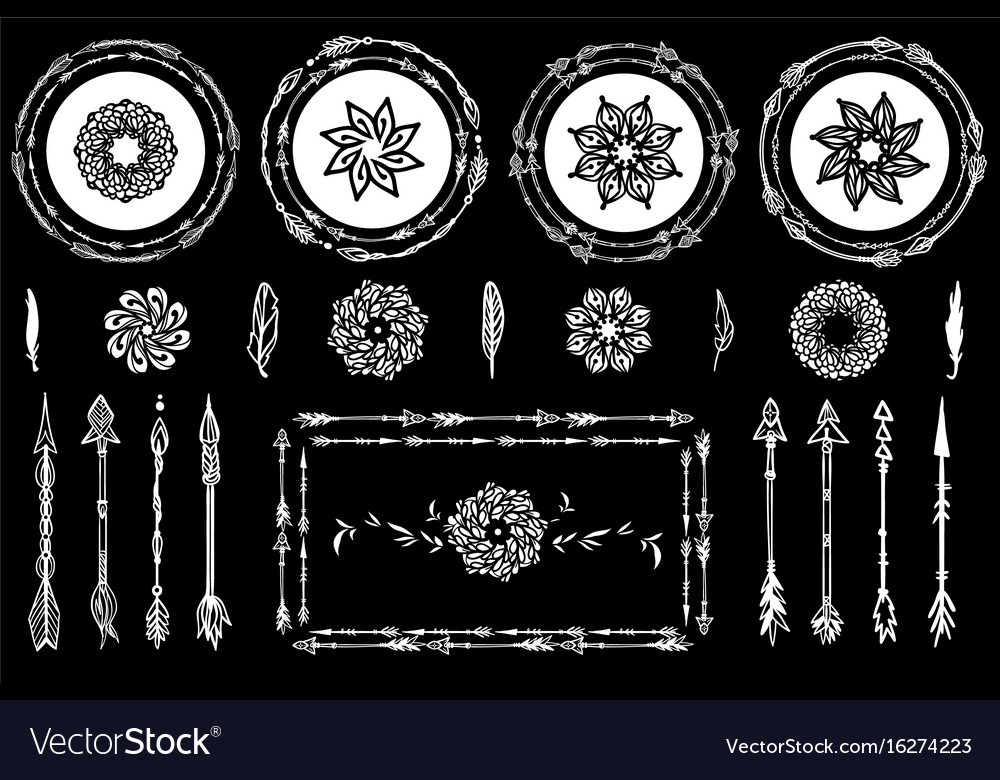 Hand drawn boho design elements Royalty Free Vector Image
