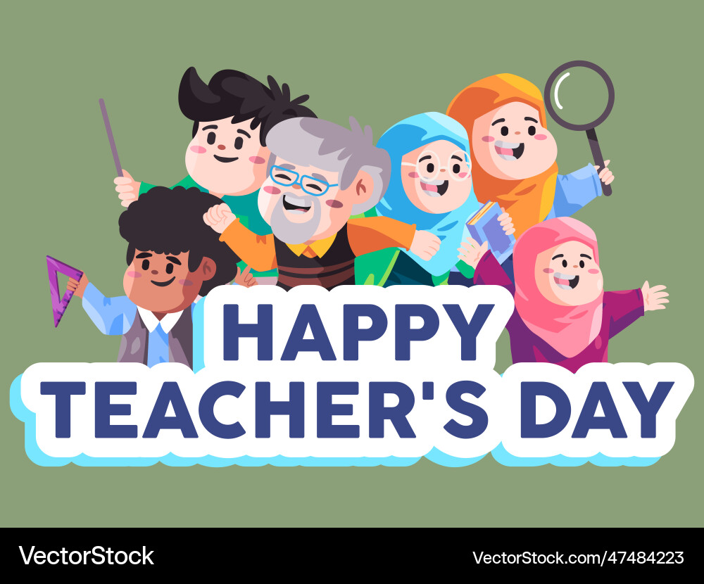 Happy teacher day greeting congratulation Vector Image