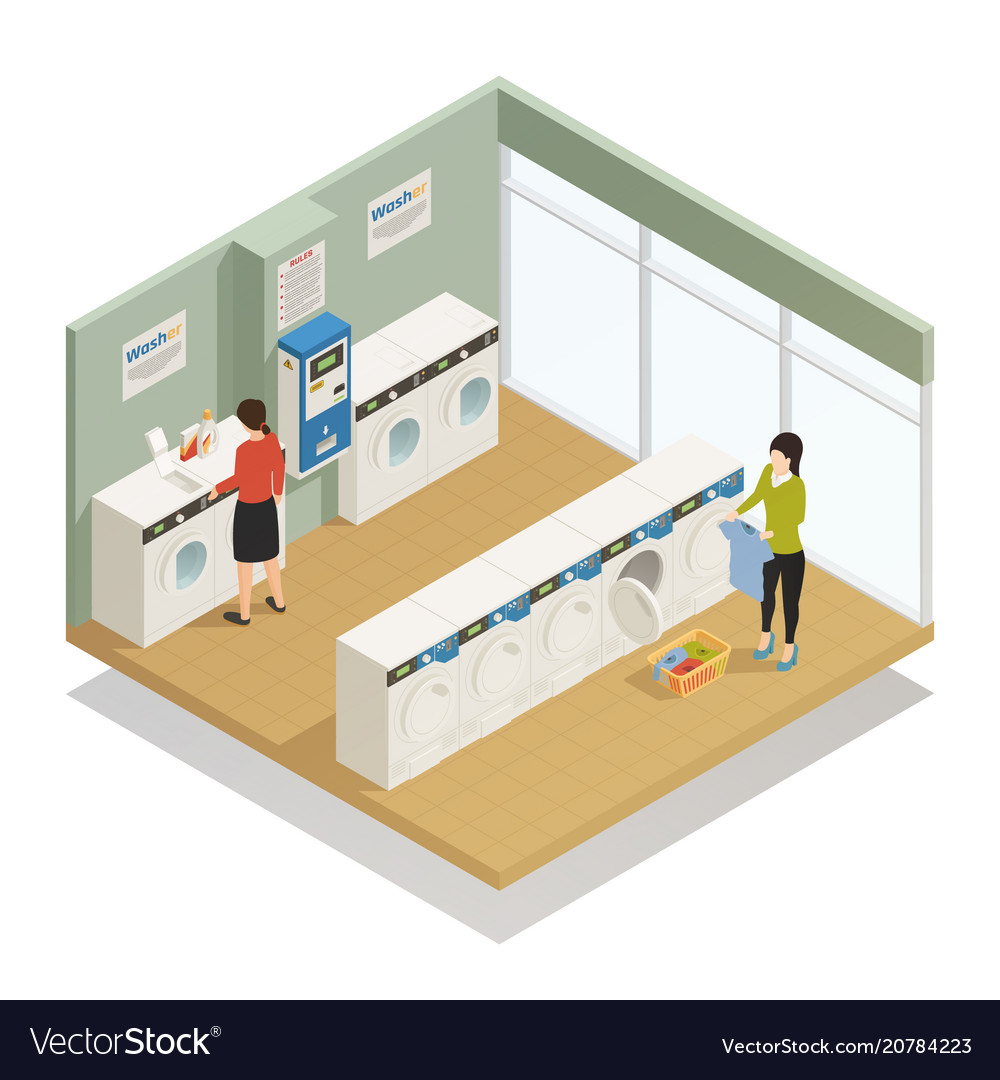 Laundry isometric composition Royalty Free Vector Image