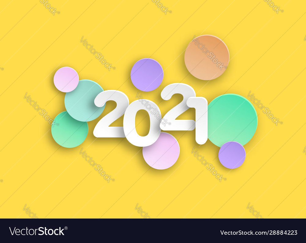 New year 2021 paper cut numbers in delicate colors