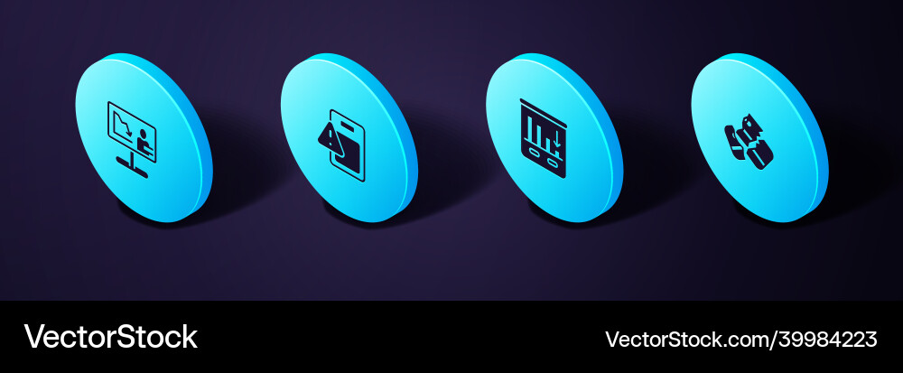 Set isometric credit card pie chart infographic Vector Image