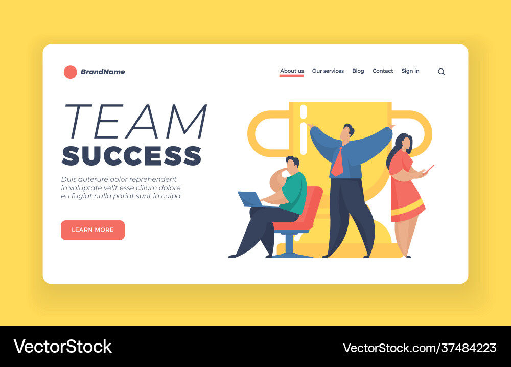 Successful business team landing page template Vector Image