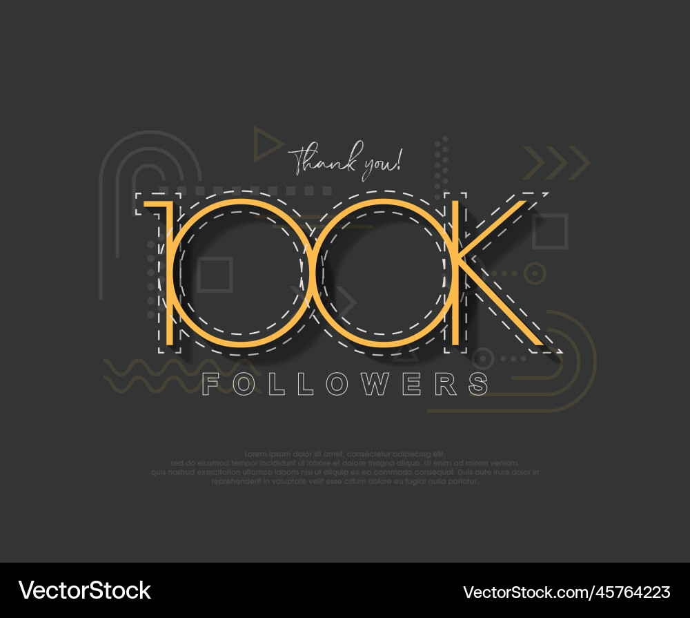 Unique simple 100k followers with numbers Vector Image