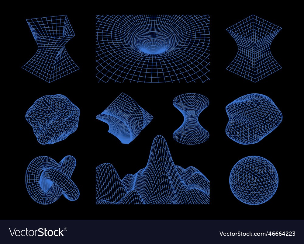 Wireframe Shapes 3d Geometric Mesh Abstract Vector Image