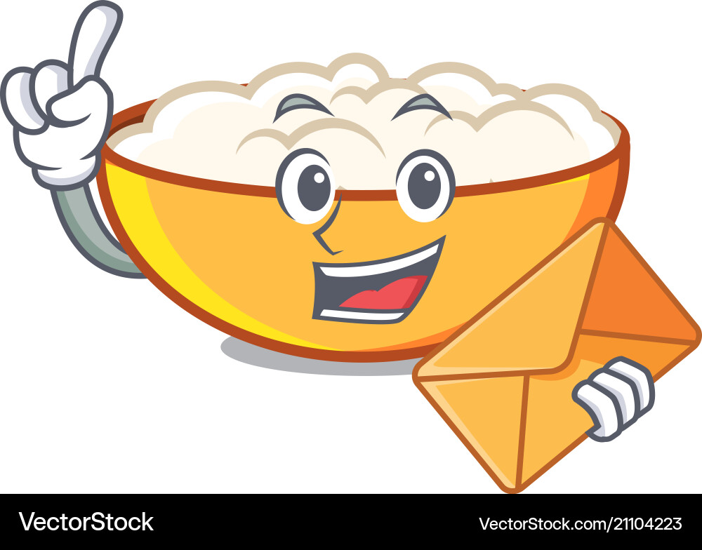 With envelope cottage cheese character cartoon Vector Image