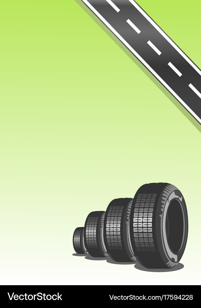 Car tire on green background Royalty Free Vector Image
