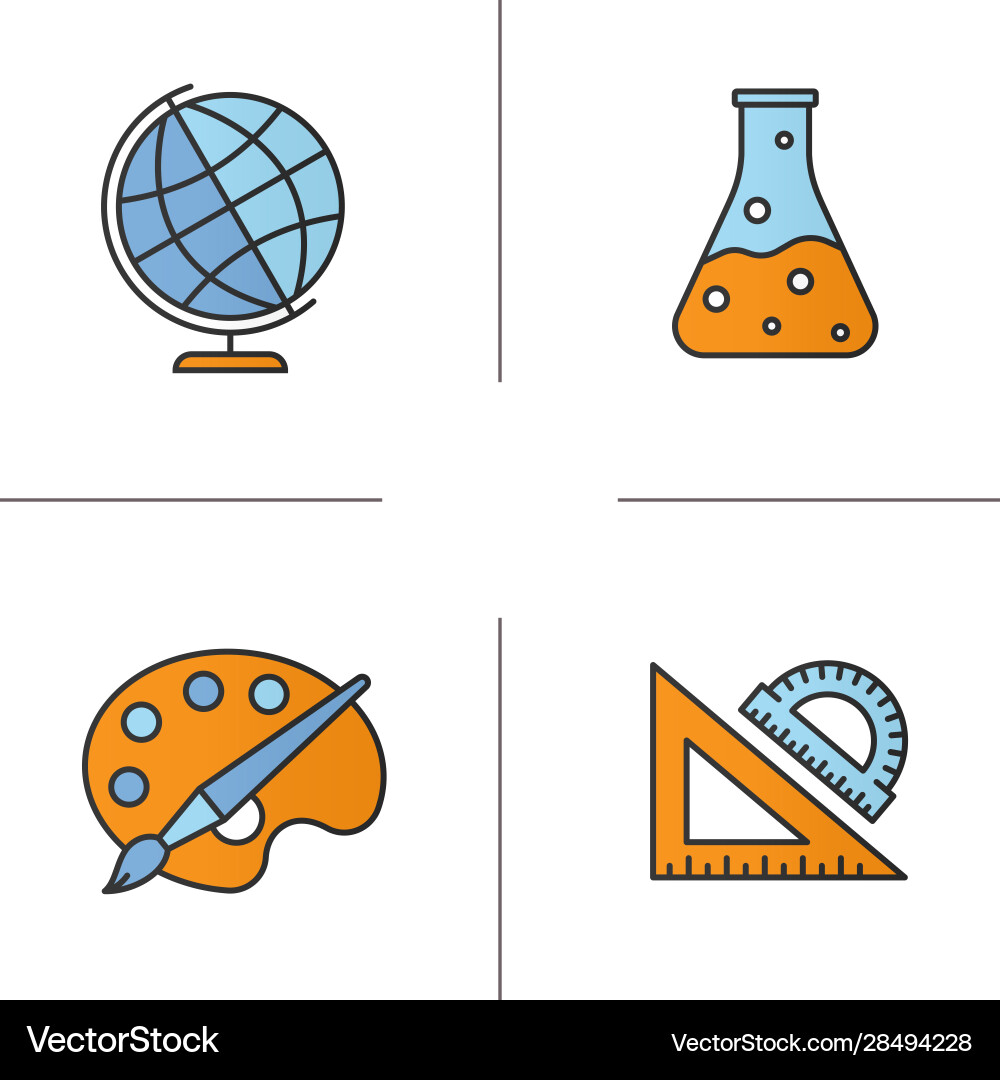 Education color icons set Royalty Free Vector Image