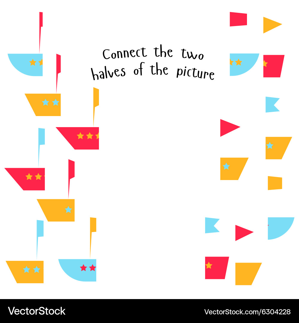 Educational game connect two parts picture Vector Image