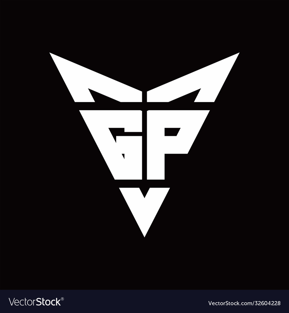 Gp logo monogram with back drop shape design Vector Image