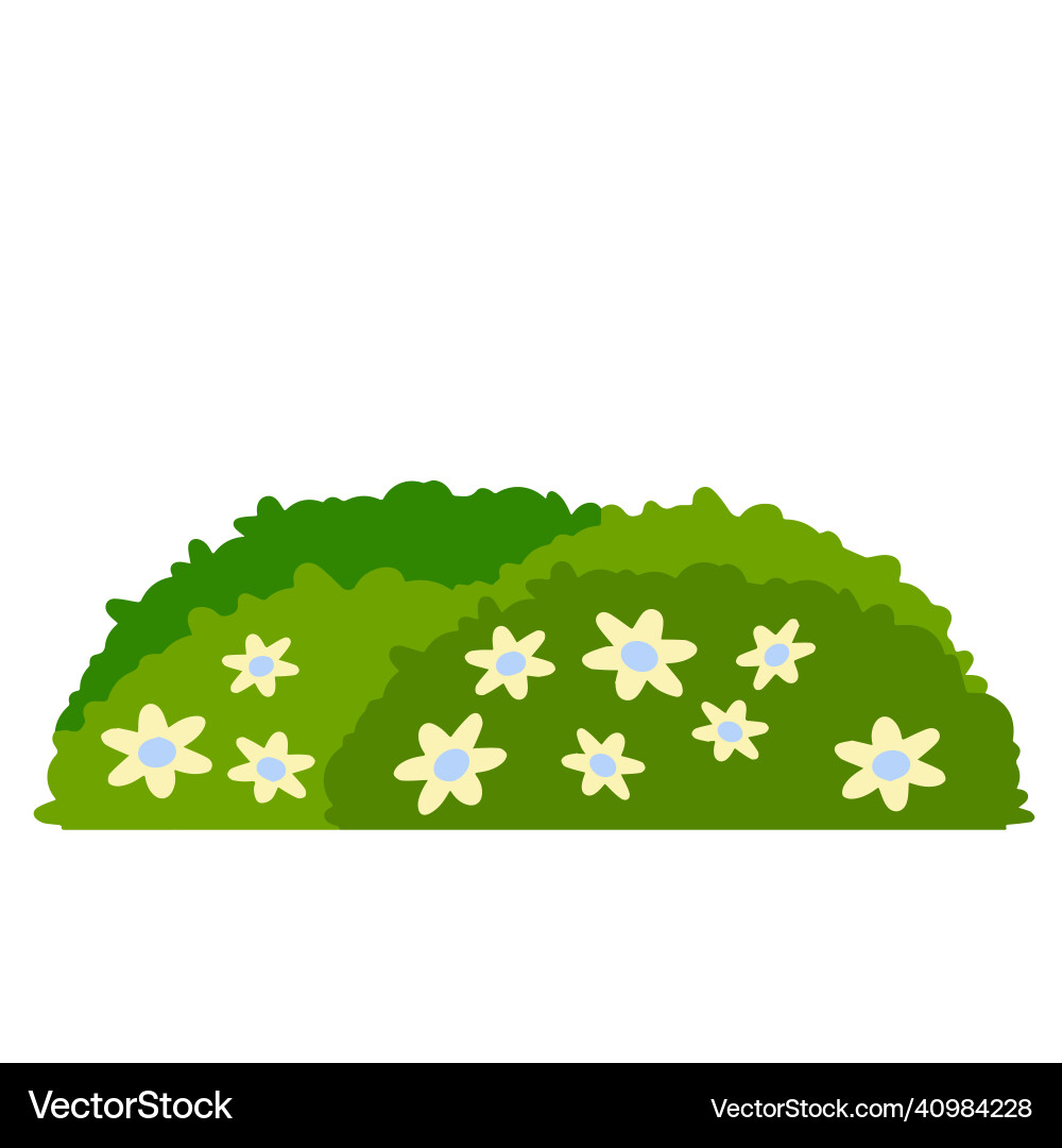 Green hedges bushes with flower Royalty Free Vector Image