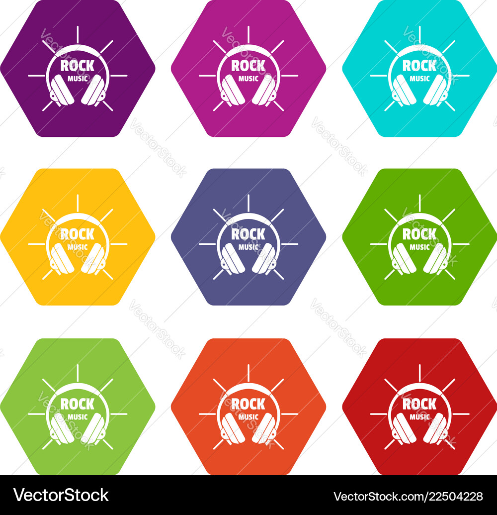 Modern rock music icons set 9 Royalty Free Vector Image