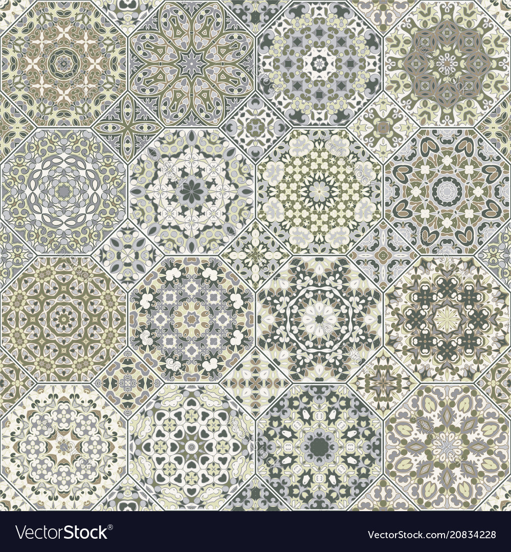 Set octagonal and square patterns Royalty Free Vector Image