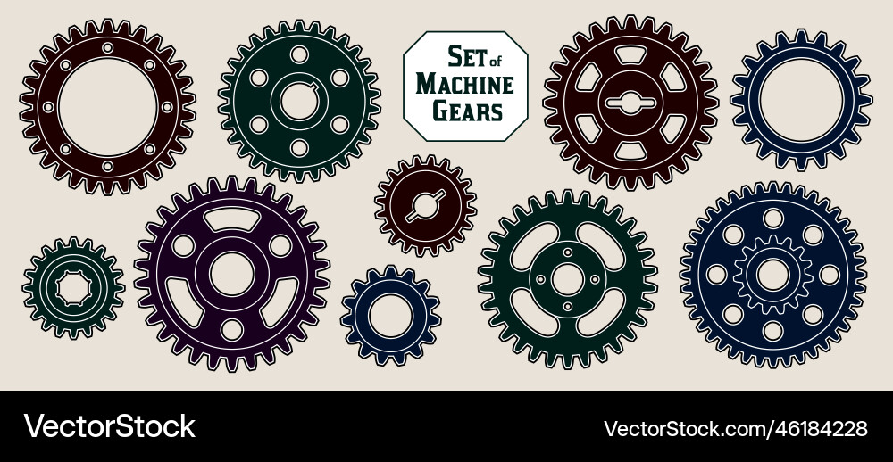 Set of silhouette machine gears Royalty Free Vector Image
