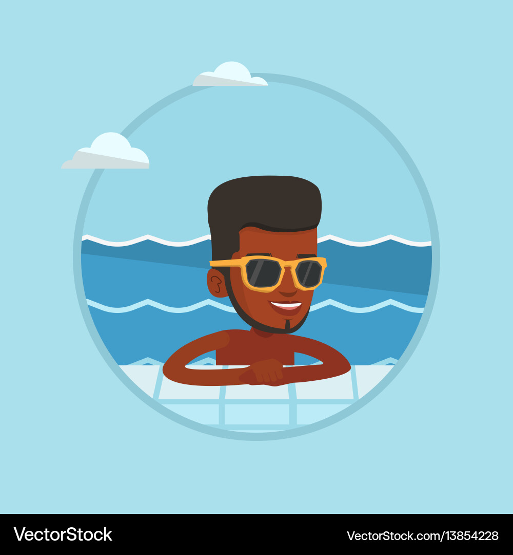 Smiling young man in swimming pool Royalty Free Vector Image