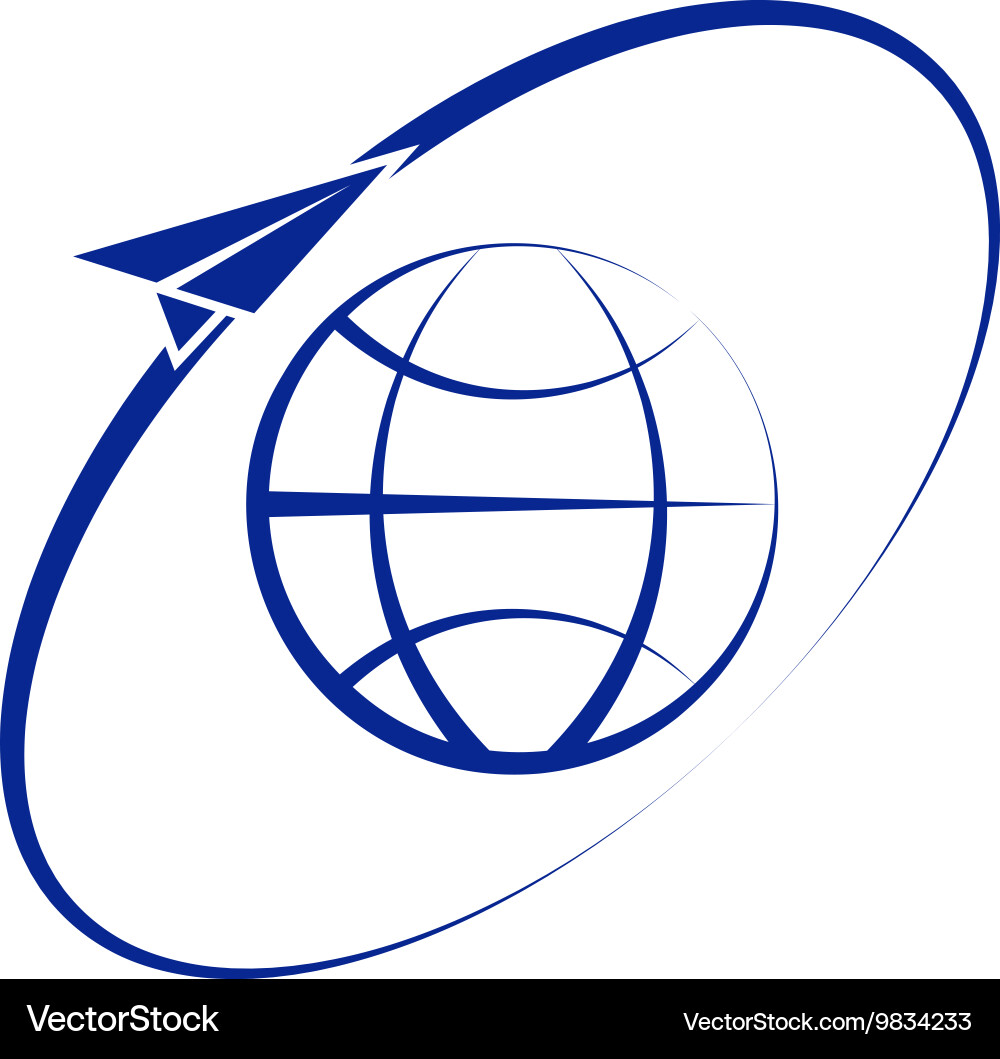 Airplane fly around the planet earth logo Vector Image
